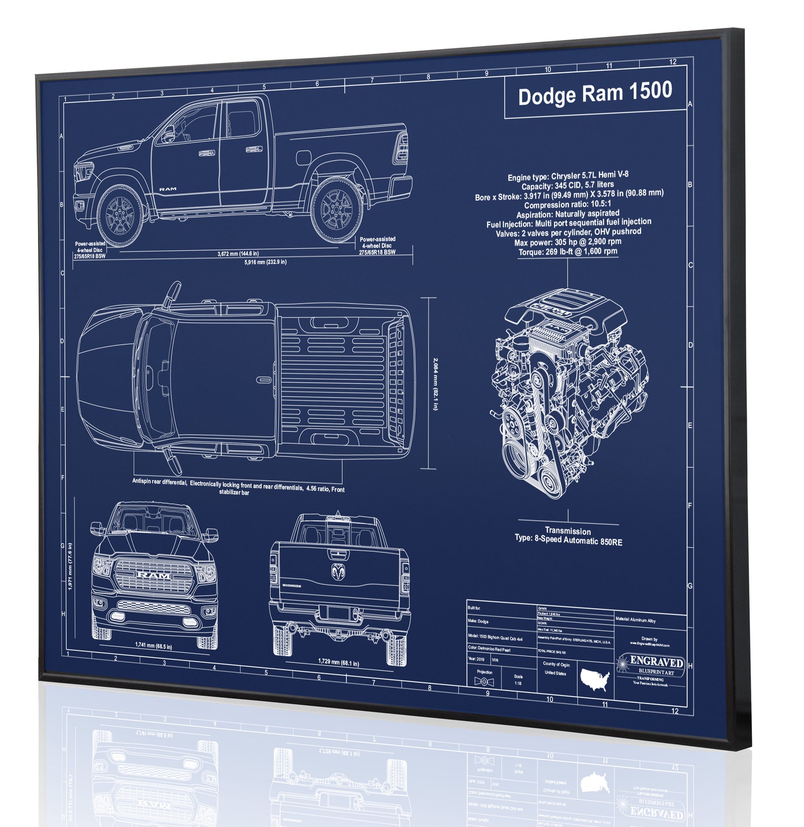 Dodge Ram 1500 Pickup Truck Laser Engraved Wall Art Poster. - Etsy