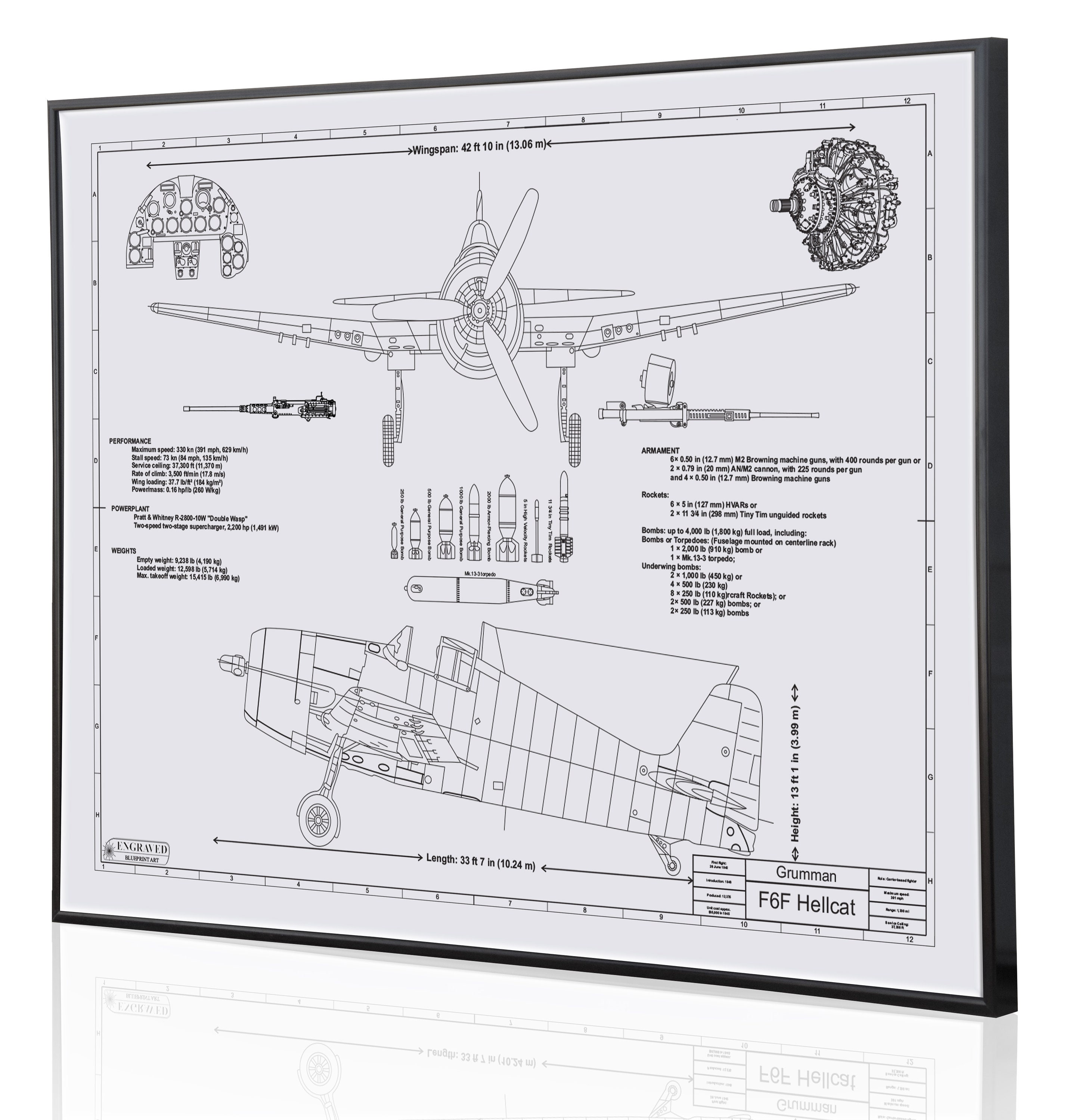 Grumman F6F Hellcat Personalized Laser Engraved Wall Art - Etsy