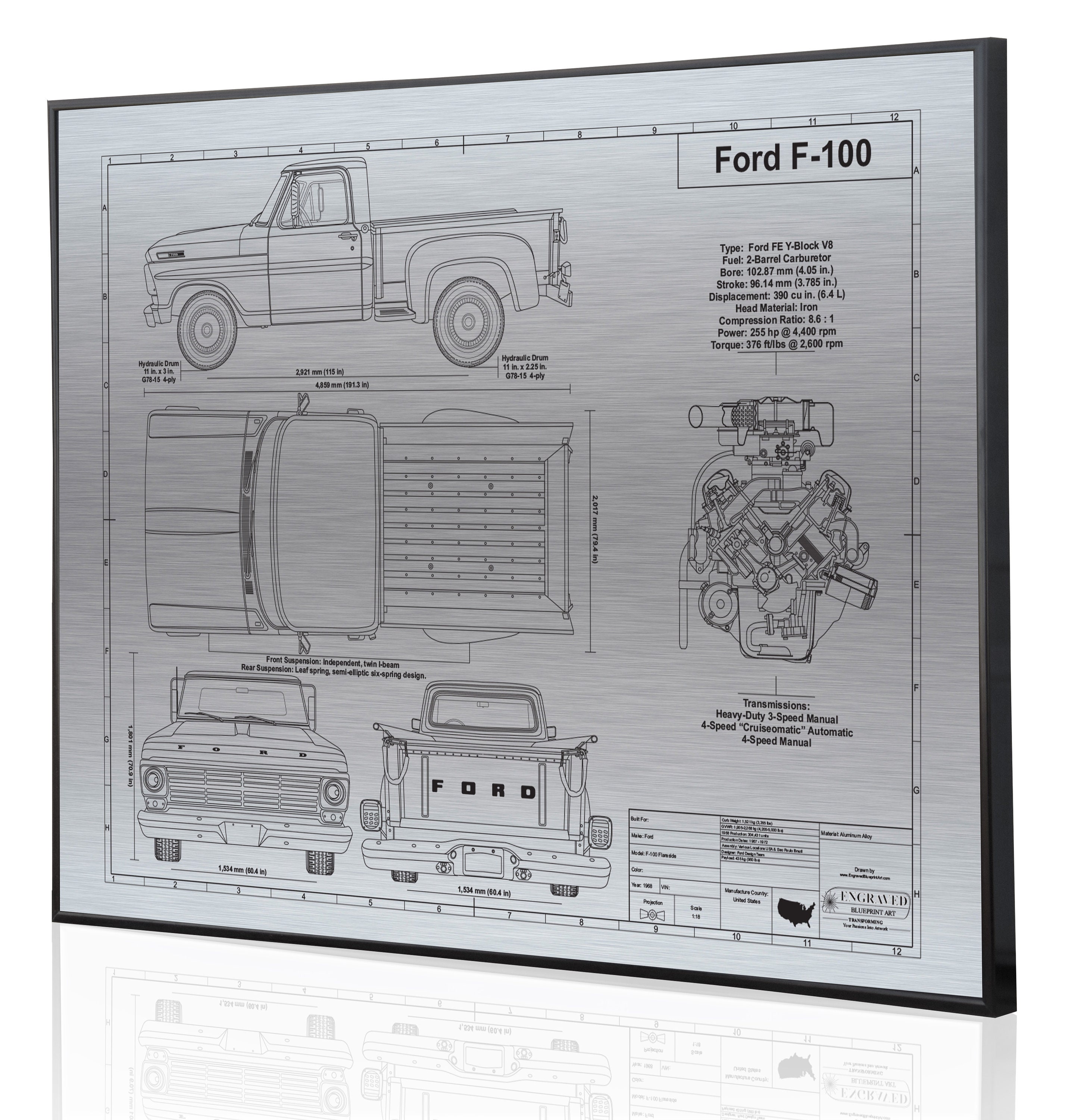 Ford F-100 5th Gen Flare/stepside Pickup Laser Engraved Wall - Etsy