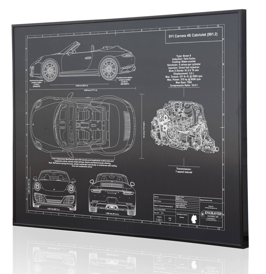 Porsche 991.2 911 Carrera 4S Cabriolet Laser Engraved Wall Art - Etsy
