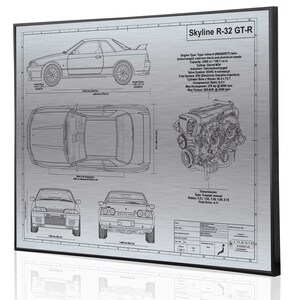 Nissan R-32 Skyline GT-R Laser Engraved Wall Art Poster. Engraved on ...