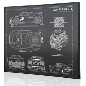 Audi R8 LMS GT4 Laser Engraved Wall Art. Engraved on Metal - Etsy