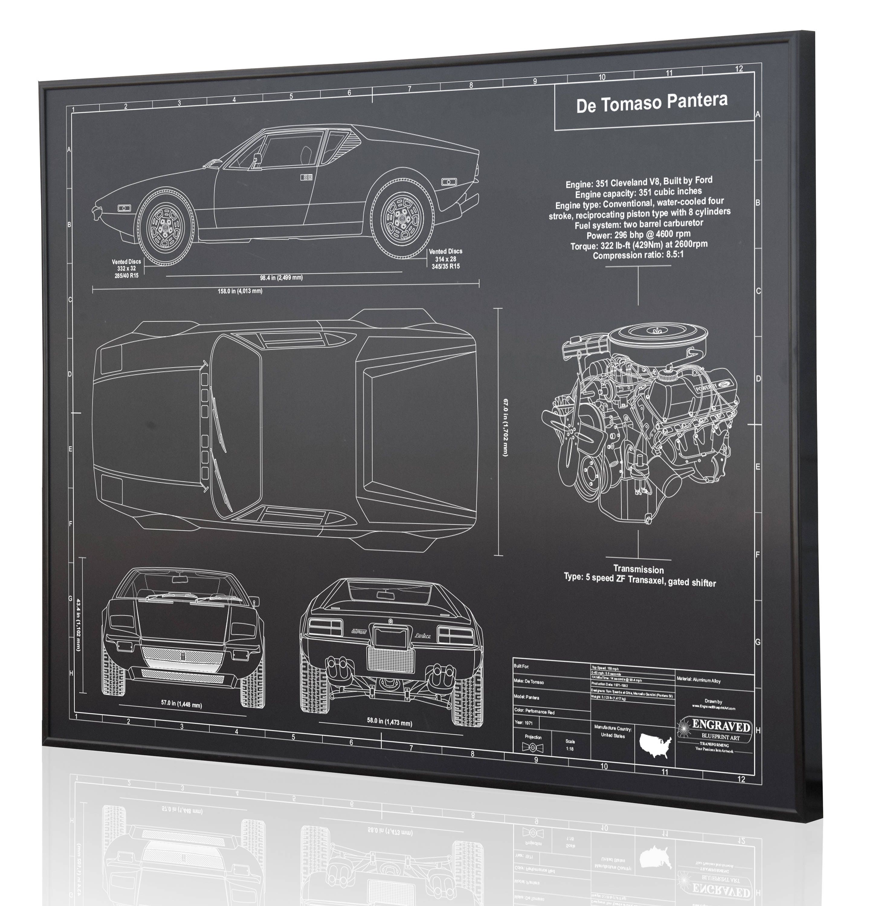 De Tomaso Pantera Laser Engraved Wall Art. Engraved on Metal - Etsy