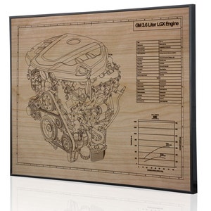 GM 3.6 L LGX V6 Engine Laser Engraved Wall Art Poster. Engraved on ...