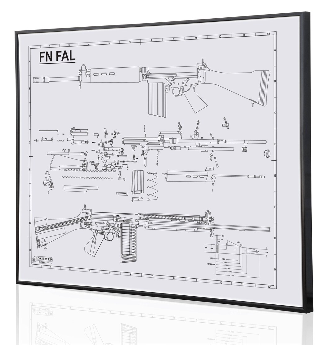 FN FAL Laser Engraved Wall Art Poster. Engraved on Metal, Acrylic or ...