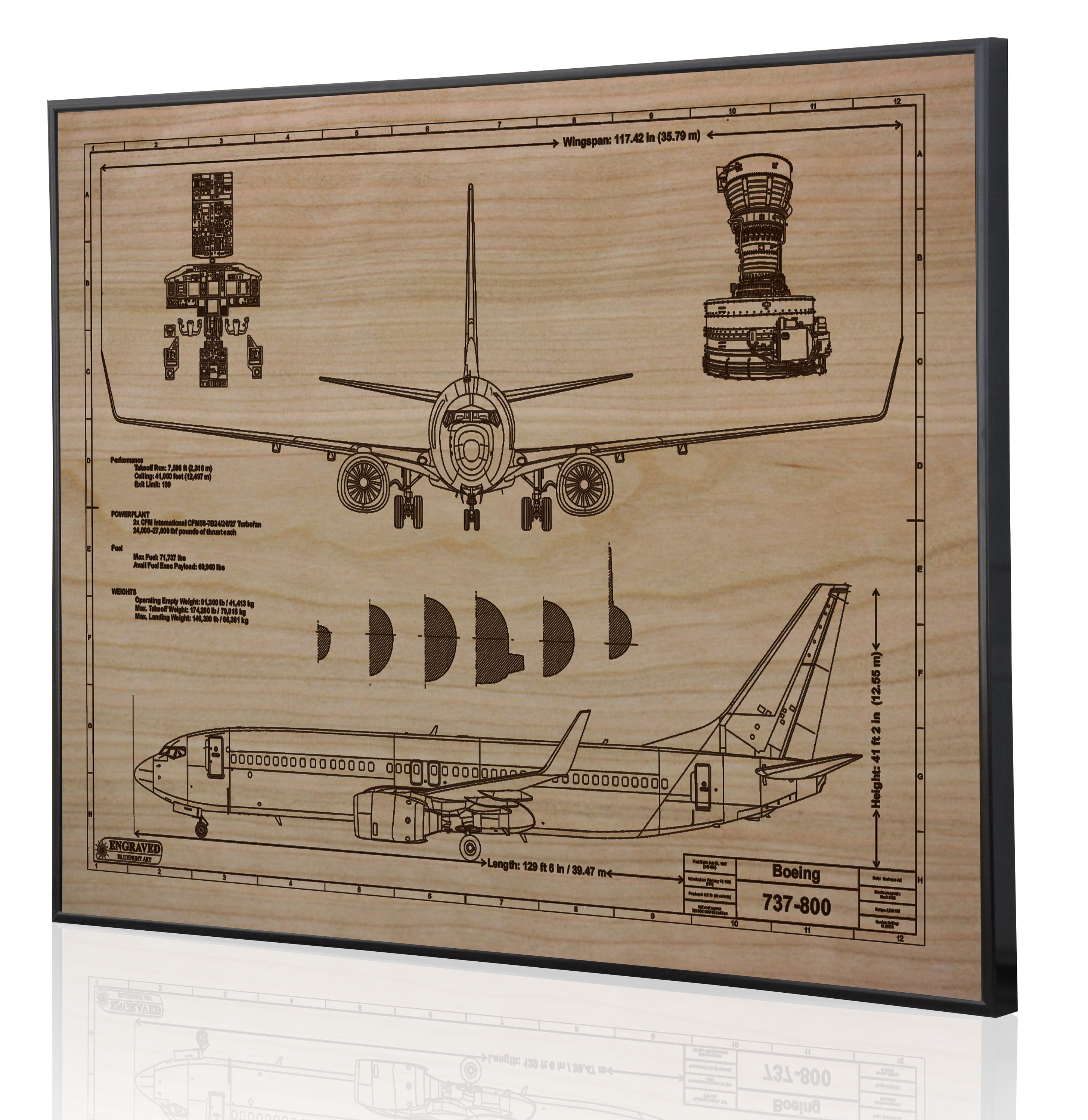 Boeing 737-800 Laser Engraved Wall Art Poster. Engraved on - Etsy
