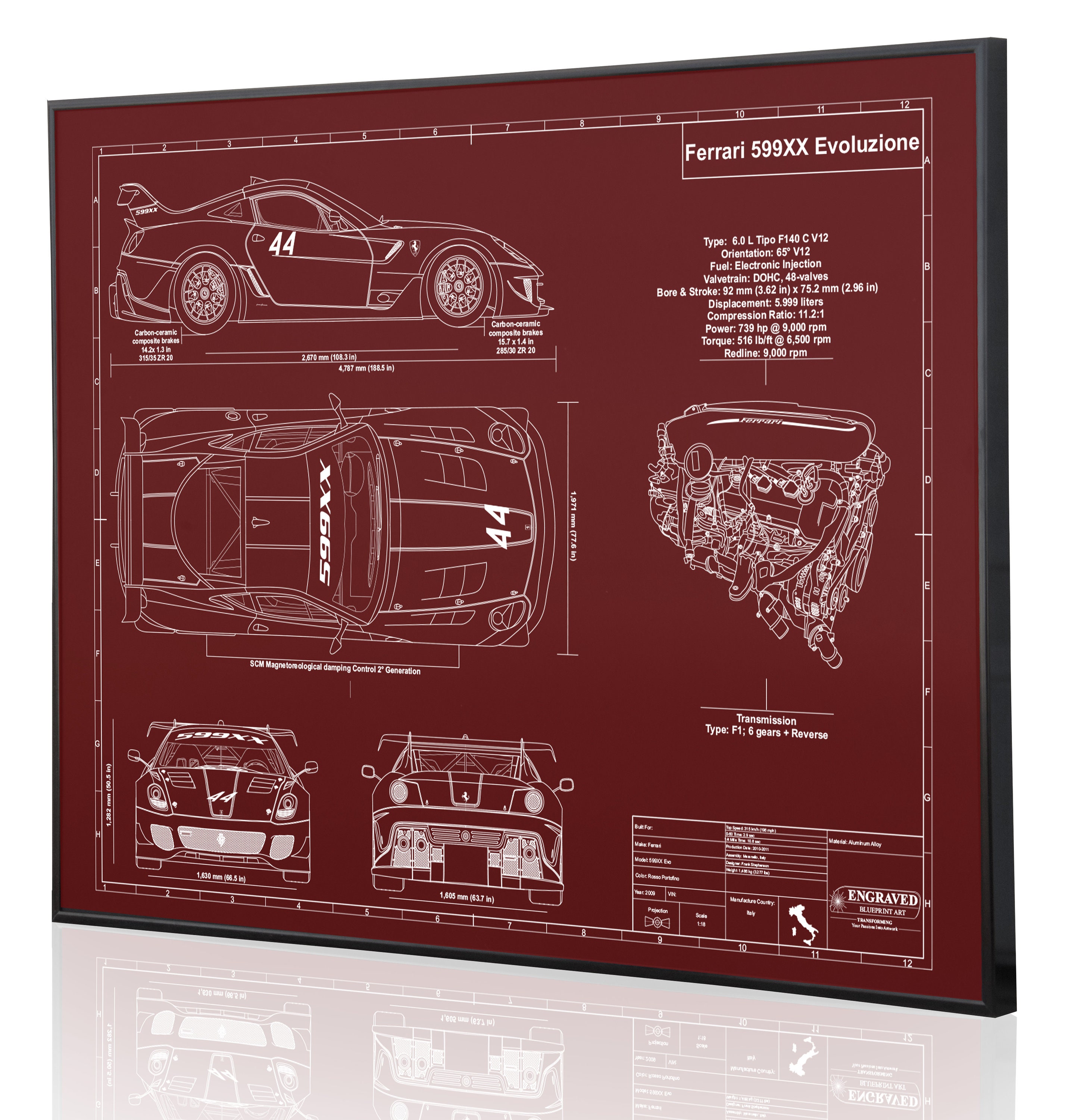 Ferrari 599 FXX Evo Personalized Laser Engraved Wall Art. | Etsy