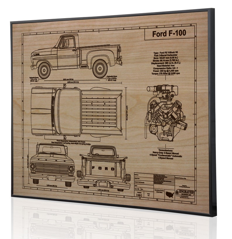 Ford F-100 5th Gen Flare/stepside Pickup Laser Engraved Wall - Etsy