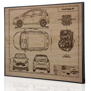 Ford Fiesta ST Personalized Laser Engraved Wall Art Poster. Engraved on ...