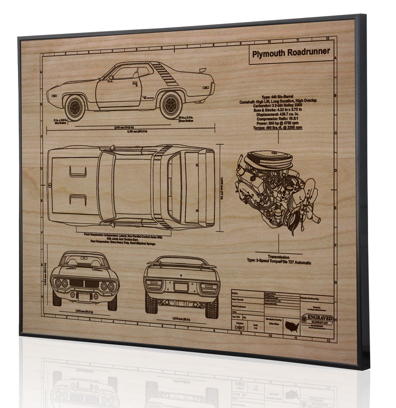 Plymouth Road Runner Personalized Laser Engraved Wall Art . - Etsy