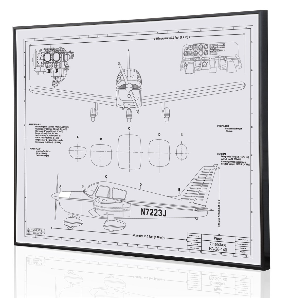 Piper Cherokee PA-28-140D Engraved Wall Art Poster. Engraved - Etsy