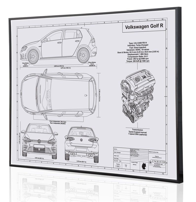 Volkswagen Golf R Personalized Laser Engraved Wall Art . - Etsy