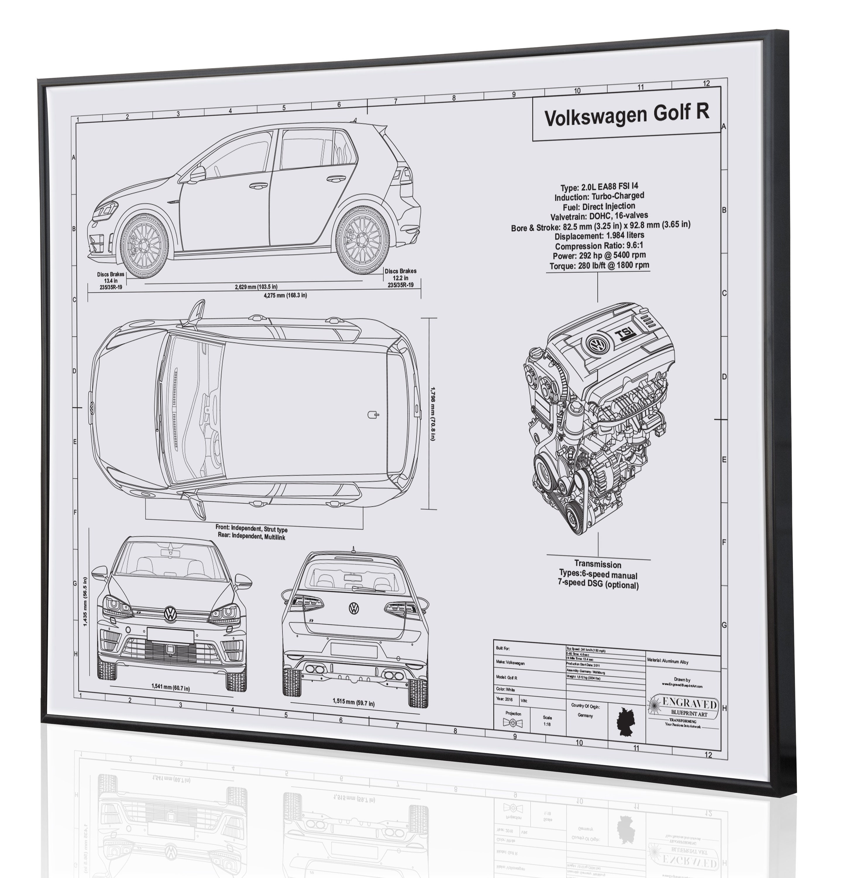 Volkswagen Golf R Personalized Laser Engraved Wall Art . - Etsy