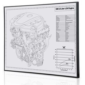 GM 3.6 L LGX V6 Engine Laser Engraved Wall Art Poster. Engraved on ...