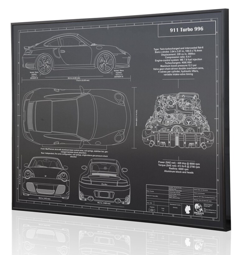 Porsche 911 Turbo 996 Laser Engraved Porsche Wall Art Car | Etsy