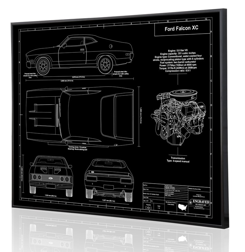 Ford Falcon XC Laser Engraved Wall Art Poster. Engraved on - Etsy