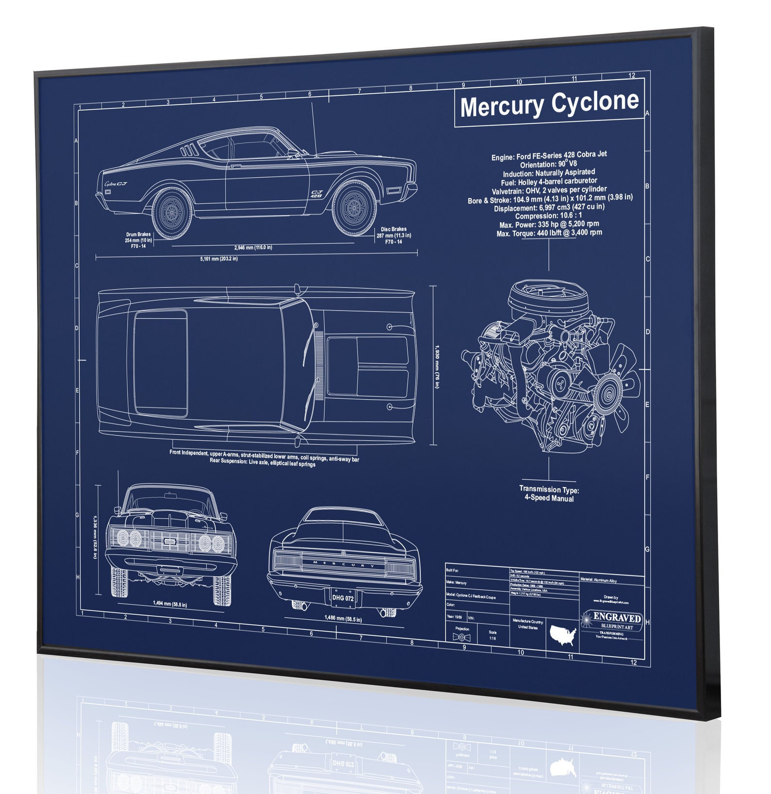 Mercury Cyclone Personalized Laser Engraved Wall Art. Engraved - Etsy