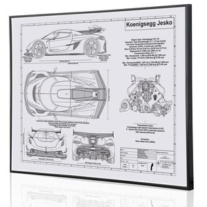 Koenigsegg Jesko Blueprint Laser Engraved Wall Art. Engraved - Etsy