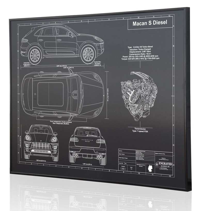 Porsche 95B Macan Laser Engraved Wall Art Poster Car Wall | Etsy