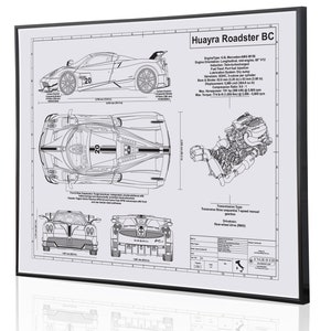 Pagani Huayra BC Roadster Laser Engraved Wall Art. Engraved on Metal ...