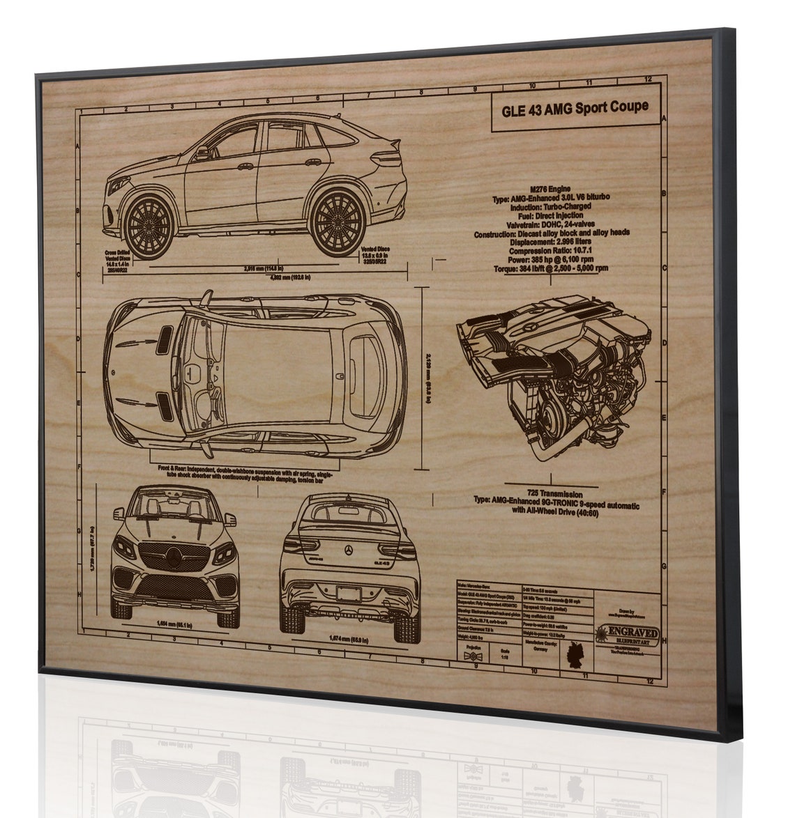 Mercedes-Benz GLE 43 AMG Personalized Laser Engraved Wall Art. | Etsy