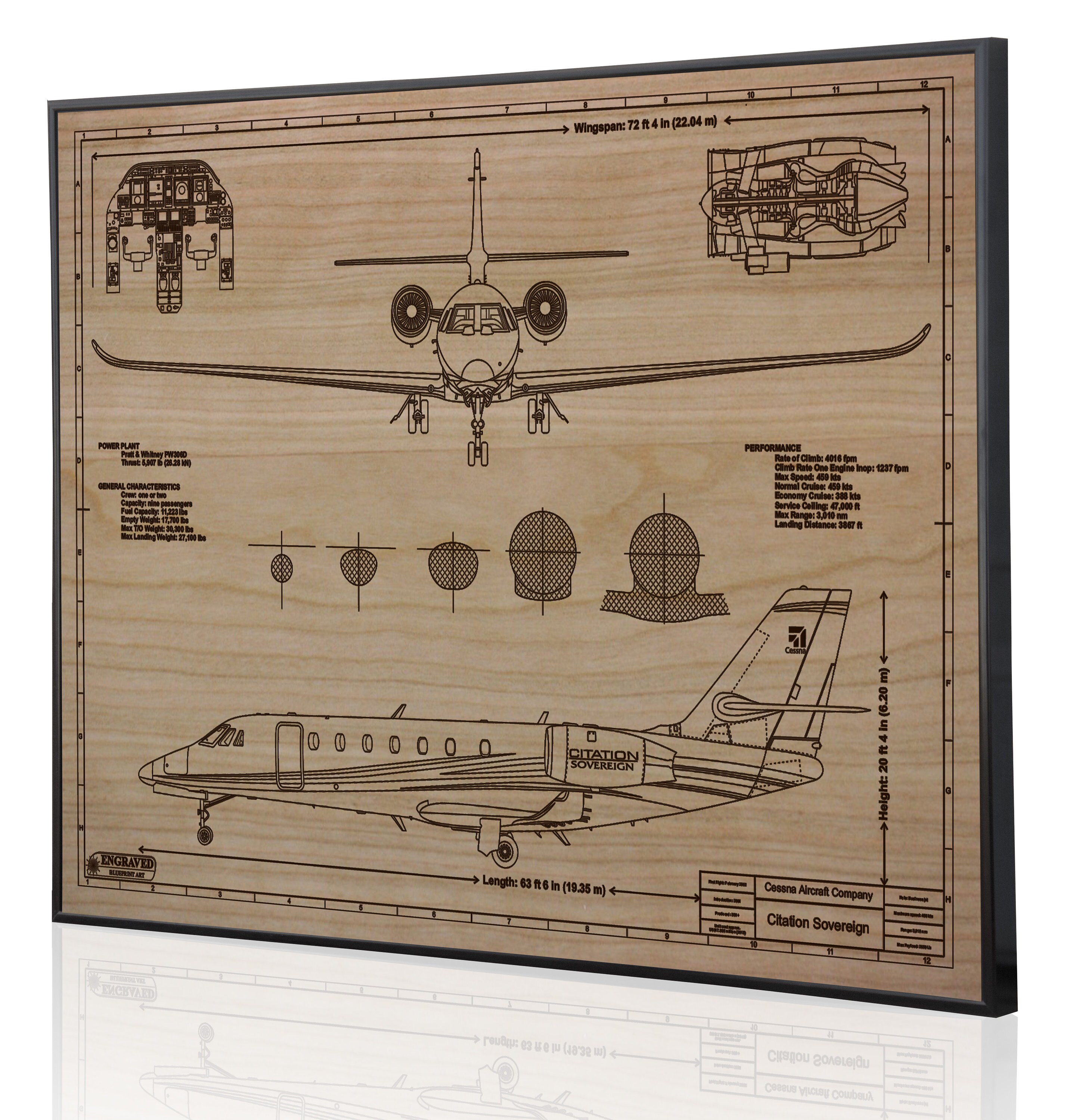 Cessna Citation Sovereign Personalized Engraved Blueprint | Etsy