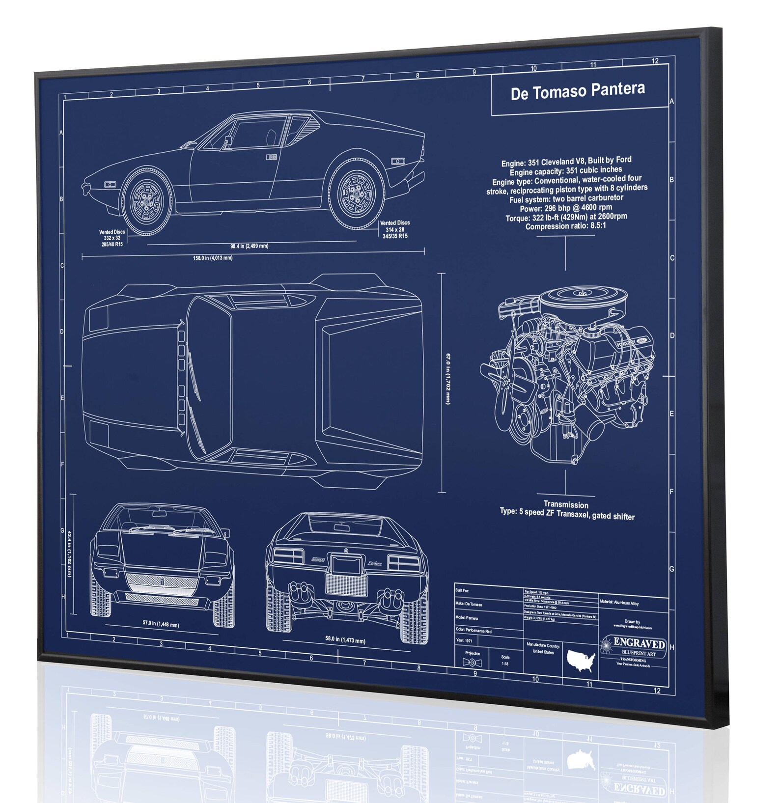 De Tomaso Pantera Laser Engraved Wall Art. Engraved on Metal - Etsy
