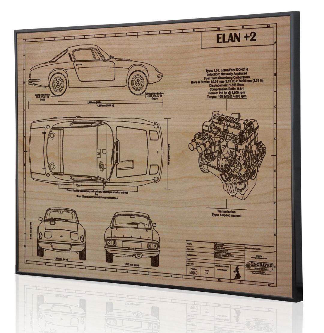 Lotus Elan 2 Blueprint Laser Engraved Wall Art Poster. Engraved on ... Lotus Elan 2 Blueprint Laser Engraved Wall Art Poster. Engraved on ...