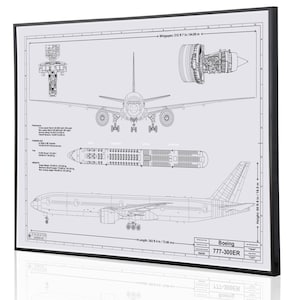 Boeing 777-300 Laser Engraved Wall Art Poster. Engraved on Metal ...