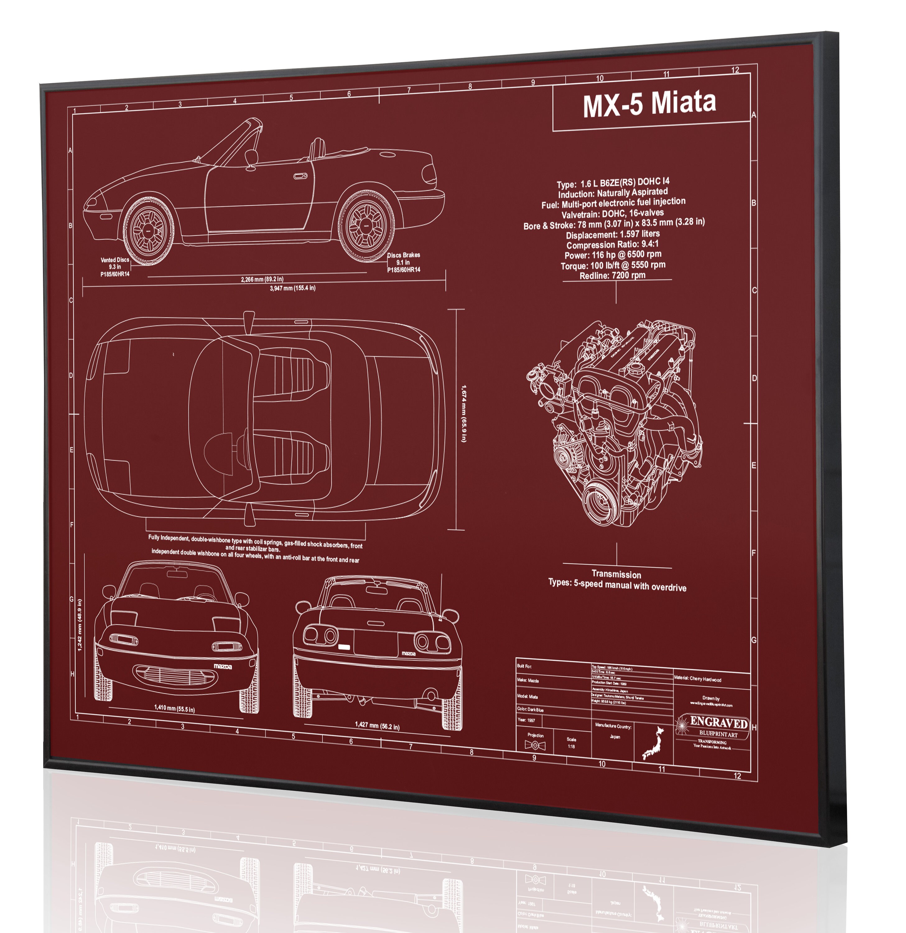 Mazda MX-5 Miata 1st Generation Personalized Laser Engraved - Etsy
