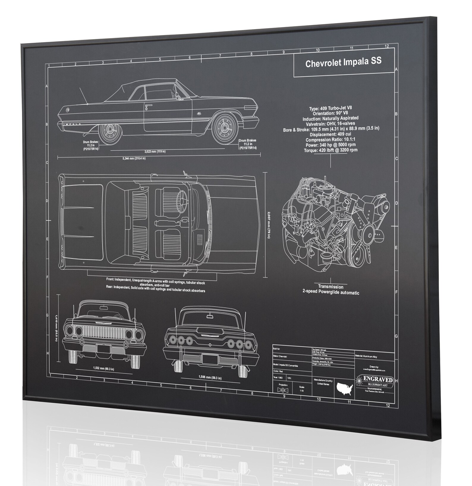 Chevrolet Impala SS 1963 Hardtop Laser Engraved Wall Art - Etsy
