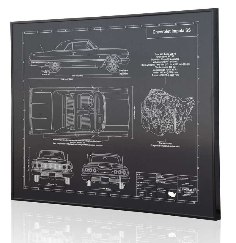 Chevrolet Impala SS 1963 Personalized Laser Engraved Wall Art - Etsy