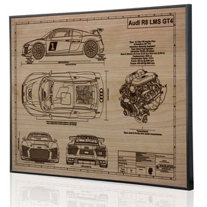 Audi R8 LMS GT4 Laser Engraved Wall Art. Engraved on Metal - Etsy
