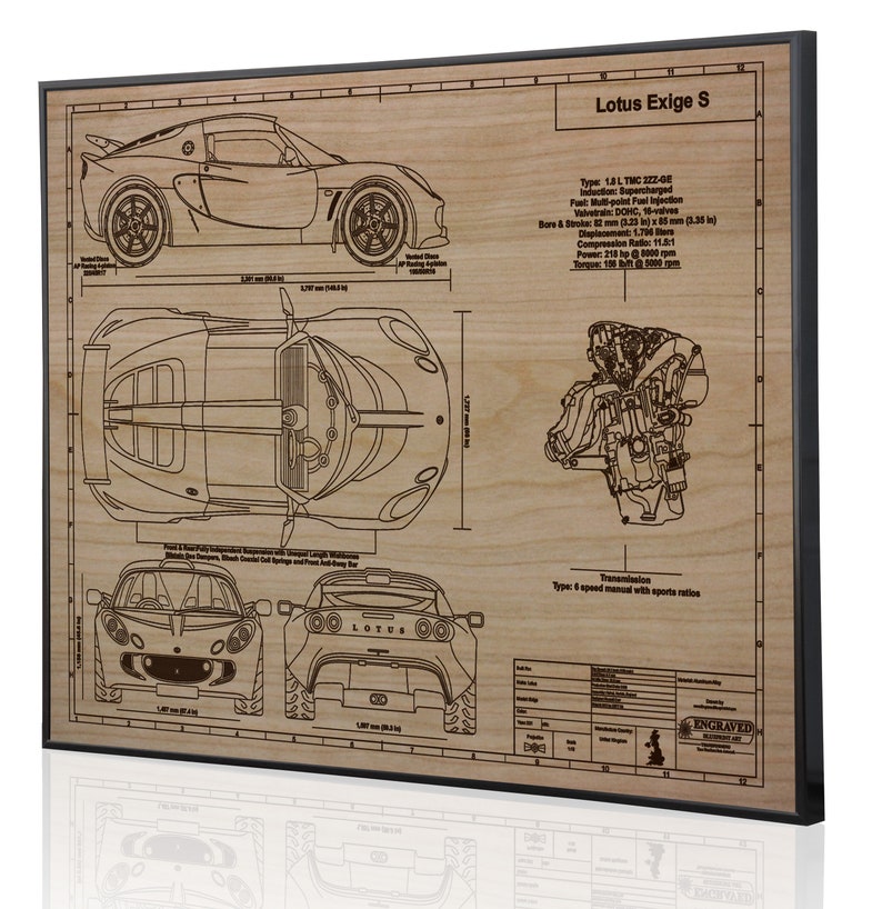 Lotus Exige S Blueprint Laser Engraved Wall Art Poster. - Etsy Lotus Exige S Blueprint Laser Engraved Wall Art Poster. - Etsy