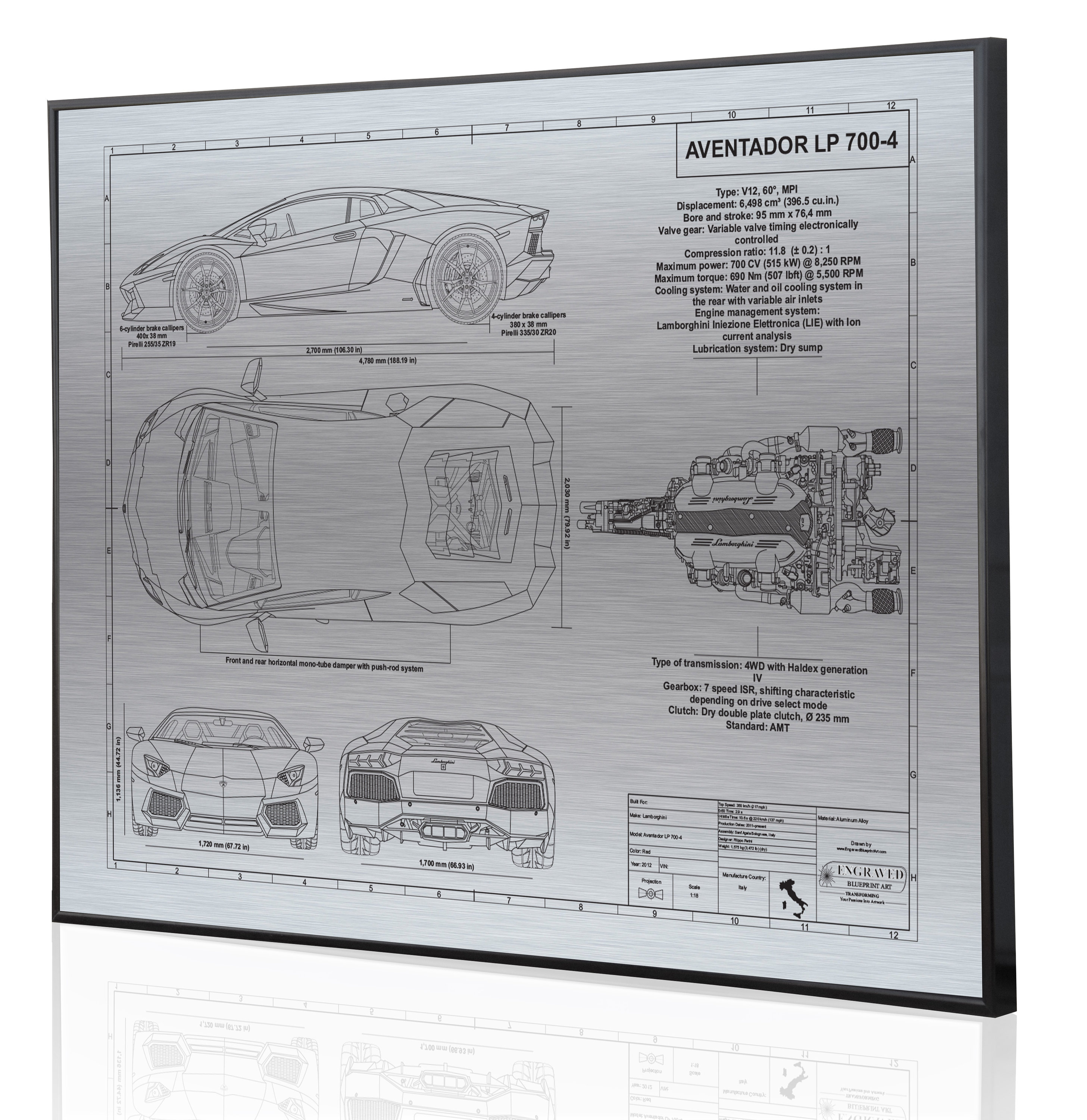 Lamborghini AVENTADOR LP 700-4 Laser Engraved Wall Art Poster. - Etsy