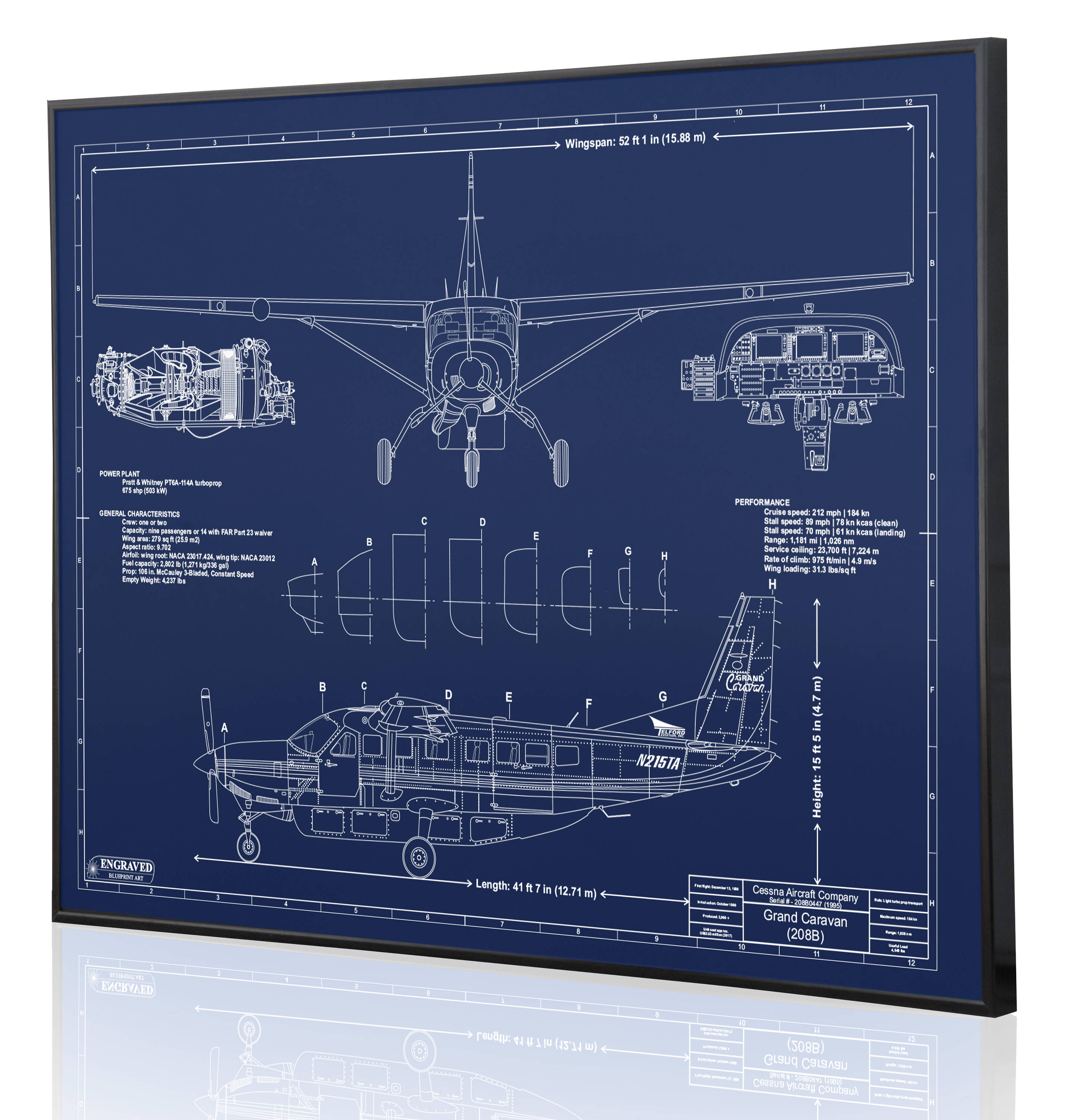 Cessna Grand Caravan 208B Personalized Engraved Blueprint - Etsy