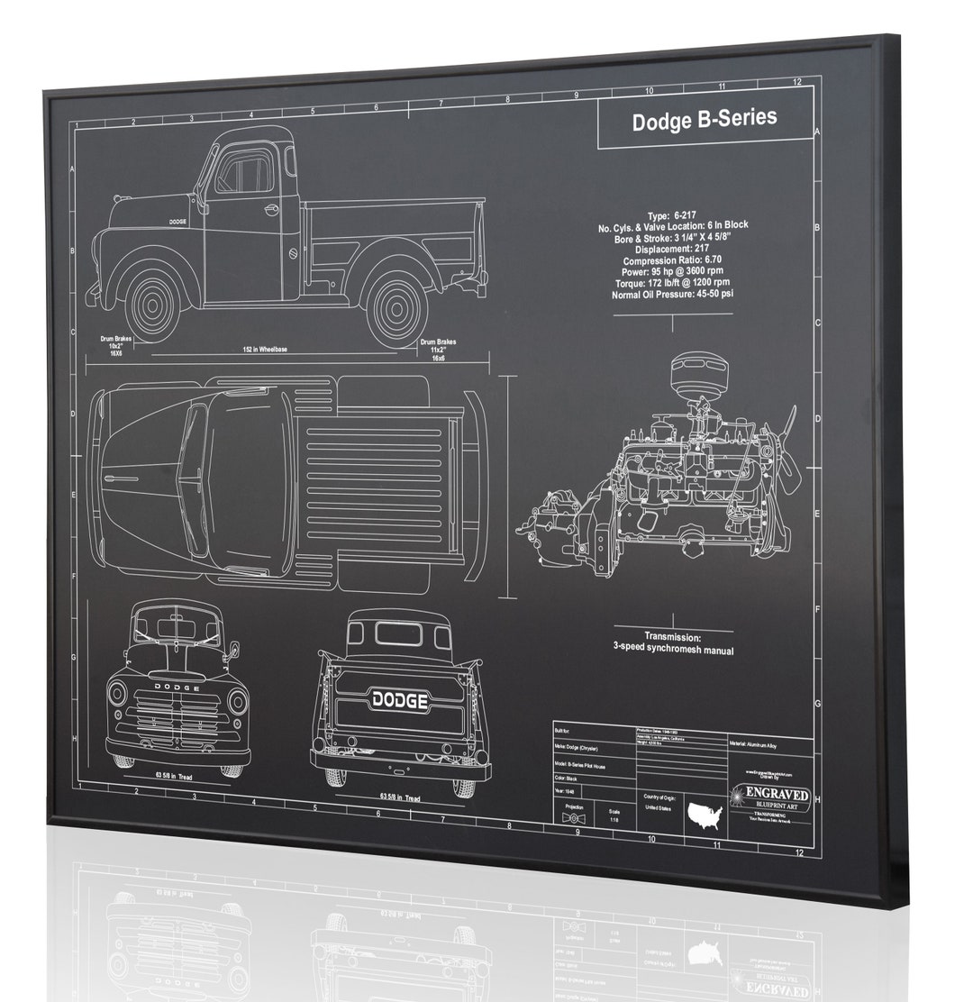 Dodge Pilothouse Pickup Laser Engraved Wall Art Poster. Engraved on ...