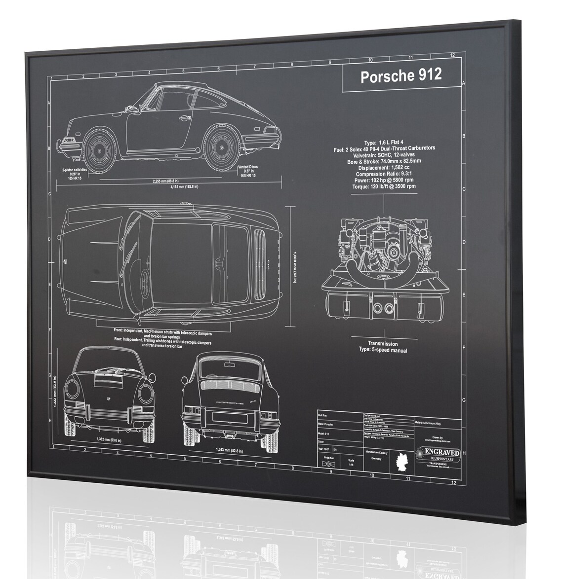 Porsche 912 Laser Engraved Wall Art Poster Porsche Car Wall - Etsy