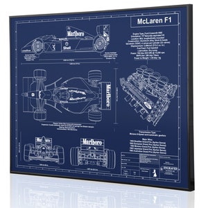 Mclaren MP4/8 F1 Car Blueprint Engraved Wall Art. on Metal - Etsy UK