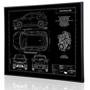 Ford Focus RS Laser Engraved Wall Art Poster. Engraved on Metal ...