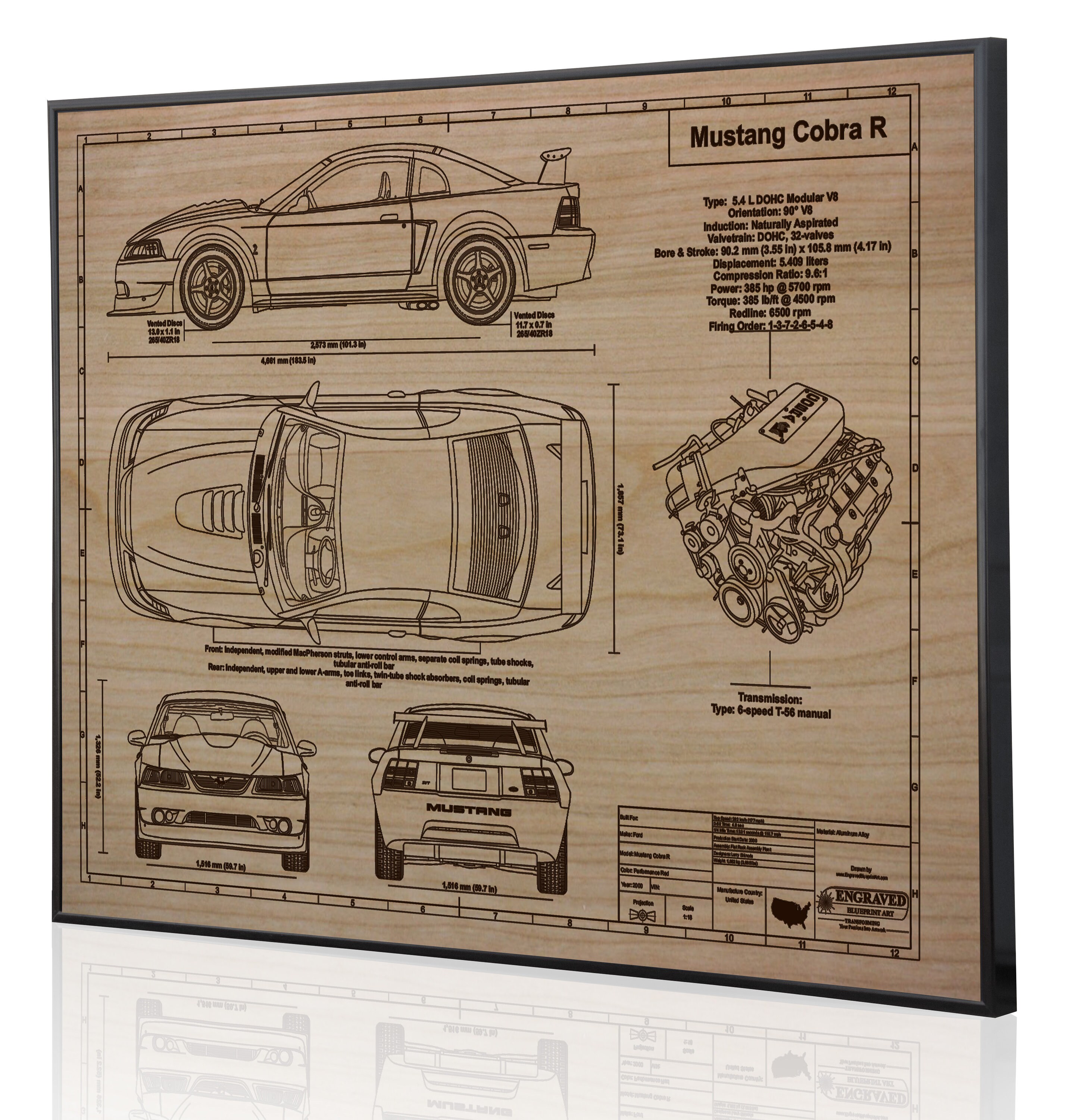 Ford Mustang Cobra R 2000 Personalized Laser Engraved Wall | Etsy