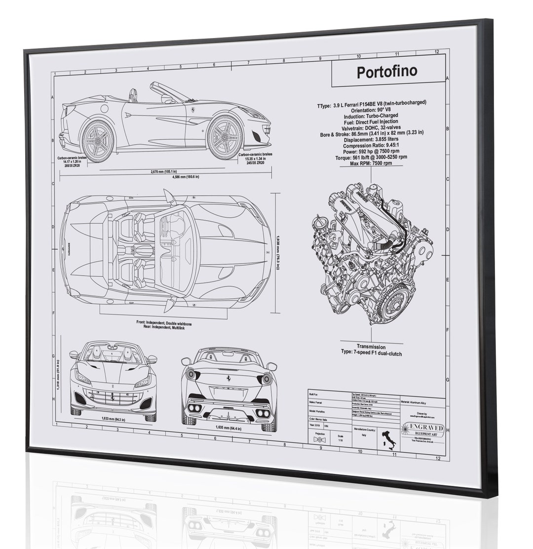 Ferrari Portofino Personalized Laser Engraved Wall Art. Engraved on ...