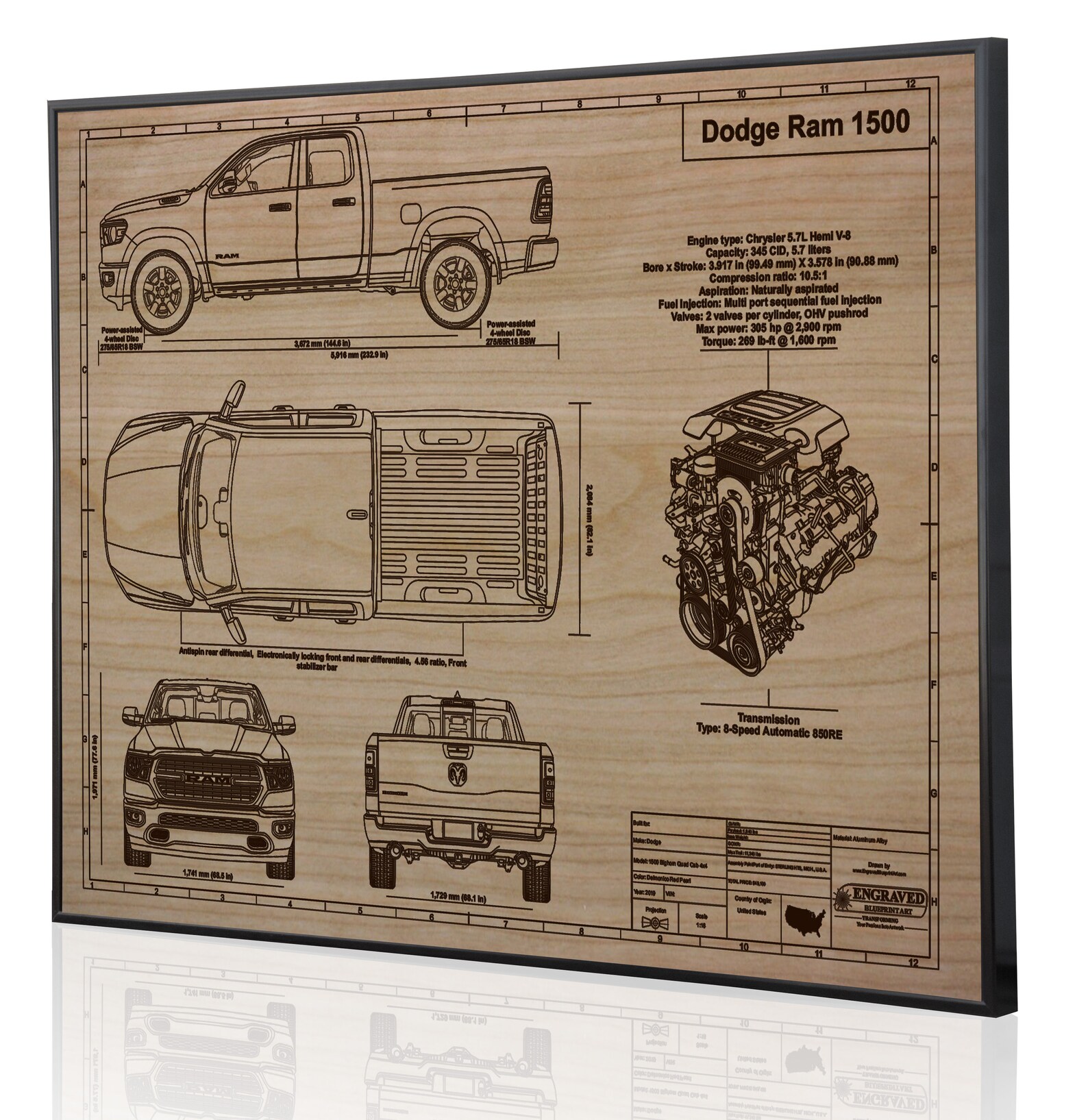 Dodge Ram 1500 Pickup Truck Laser Engraved Wall Art Poster. - Etsy