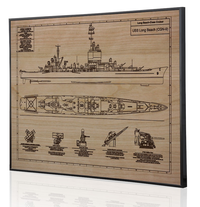 USS Long Beach CGN9 Laser Engraved Wall Art Metal Acrylic - Etsy