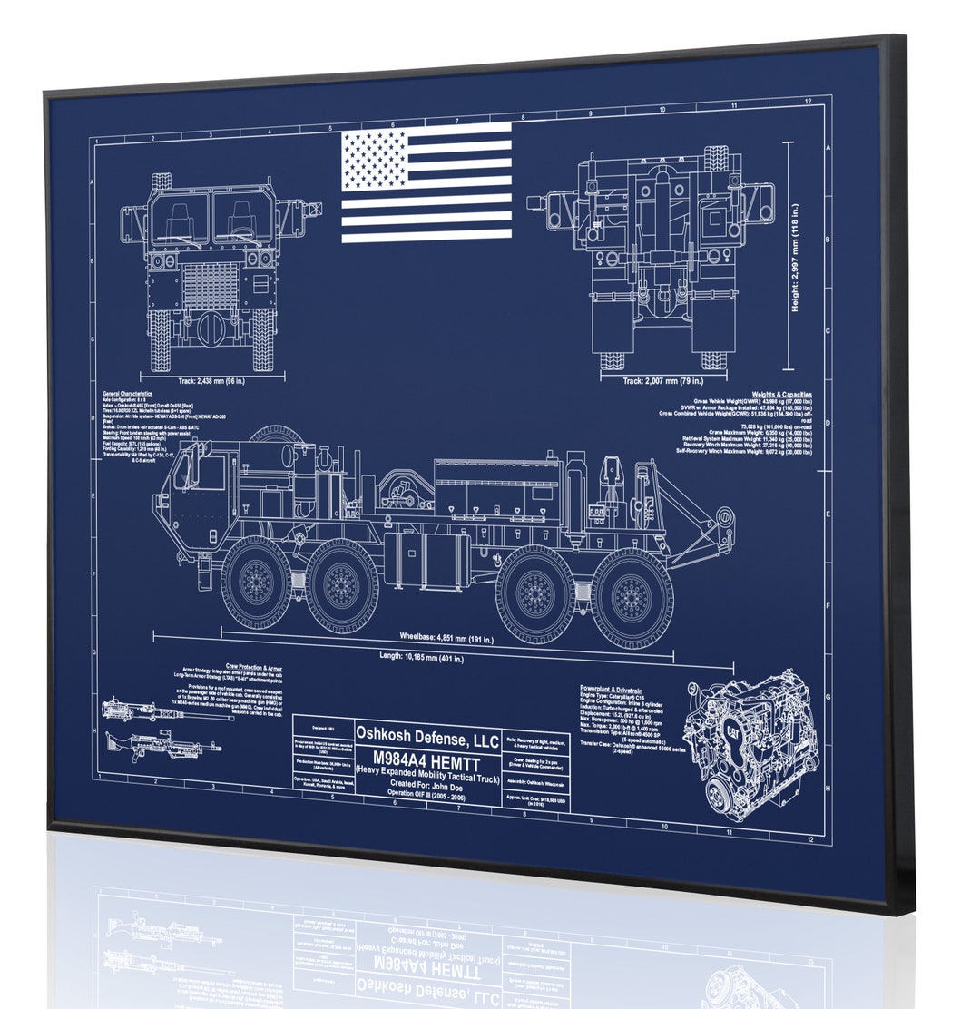 M984 HEMTT Blueprint. Hand-drawn, Military, and Automotive Blueprints ...
