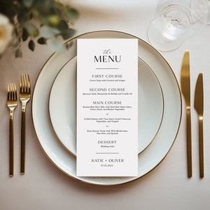 Minimalist Wedding Menu, Wedding Dinner Menu Template, Simple Wedding ...