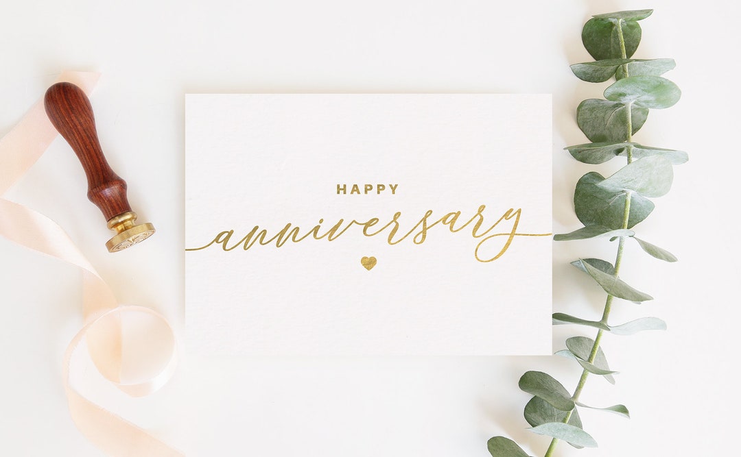 Foil Anniversary Card, Personalized Handmade Note Card - Etsy