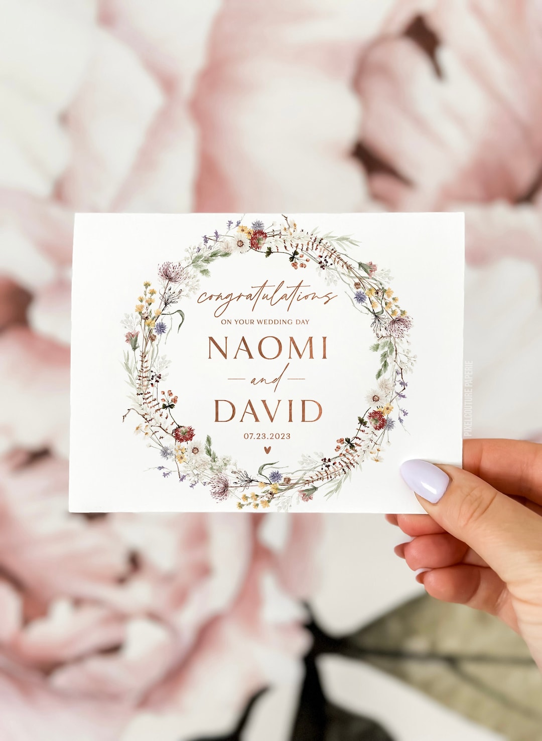 Personalized Wedding Day Card, Congrats Wedding Day Card, Boho Wedding ...