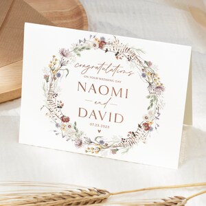 Personalized Wedding Day Card, Congrats Wedding Day Card, Boho Wedding ...