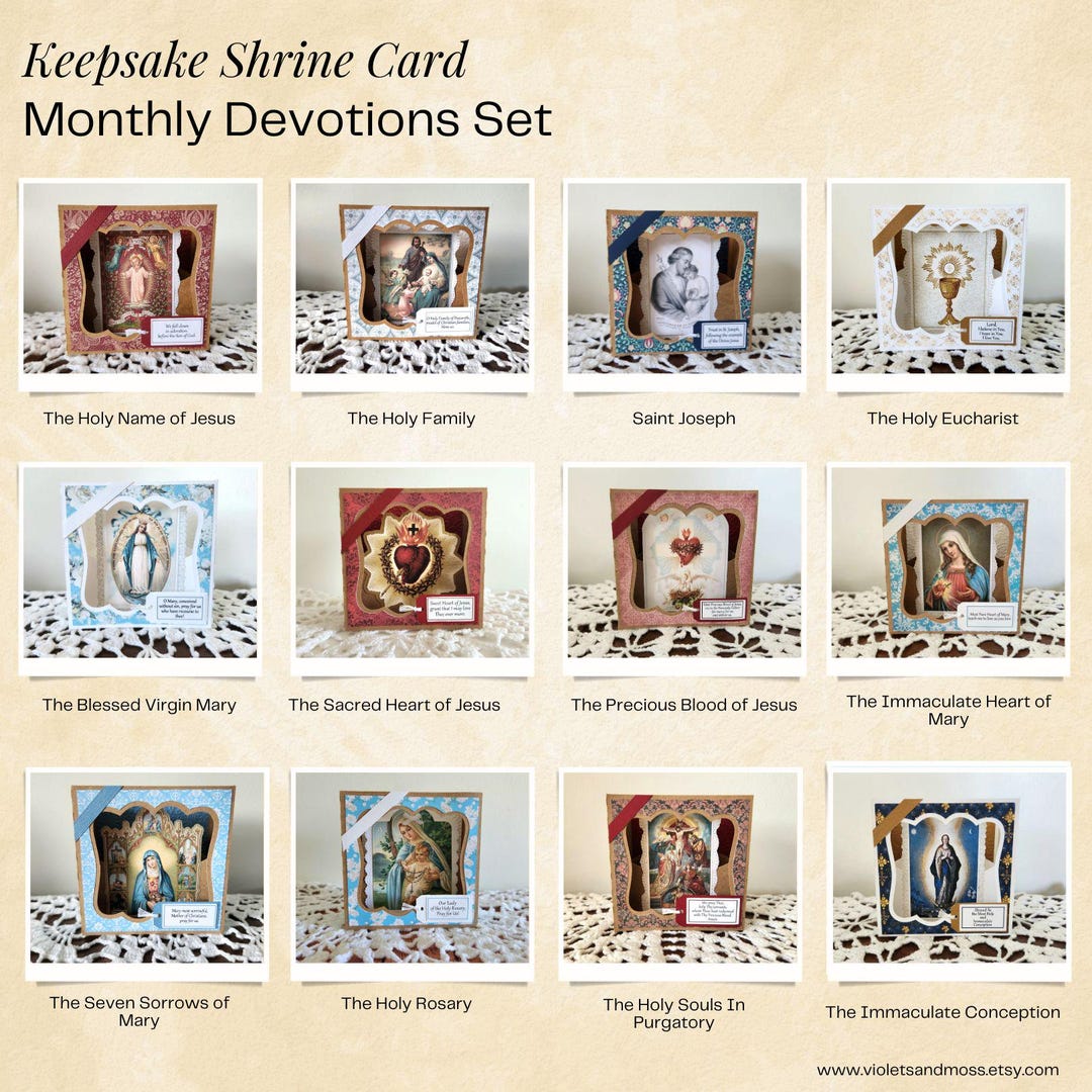 Monthly Devotions Set - Keepsake Shrine Cards - Etsy
